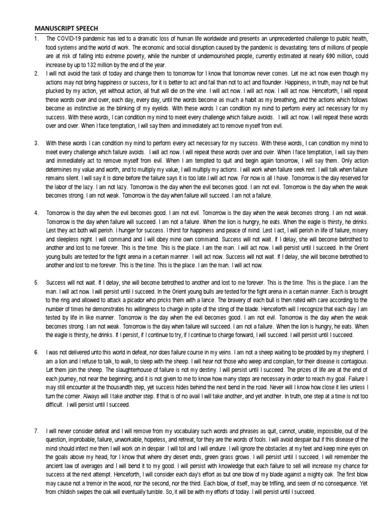 Manuscript Speech | PDF | Atmosphere Of Earth | Teachers