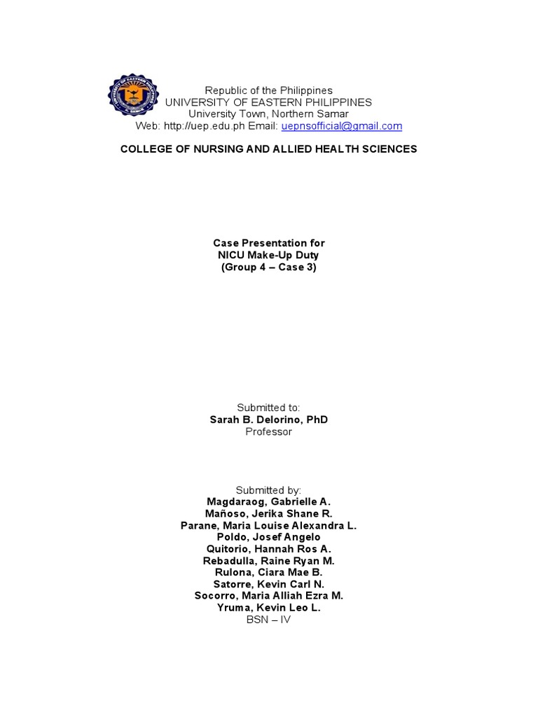 Group 4 - Nicu Case Study | Download Free PDF | Respiratory Tract | Lung