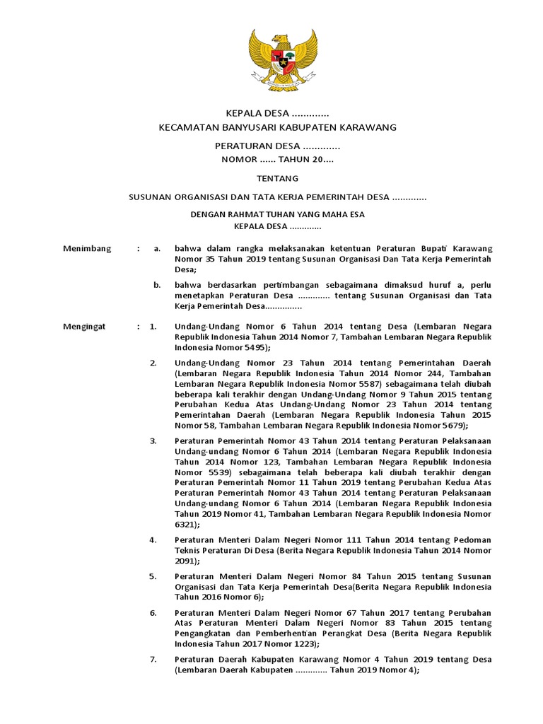 Contoh Perdes SOTK 2021 OK - Edit | PDF