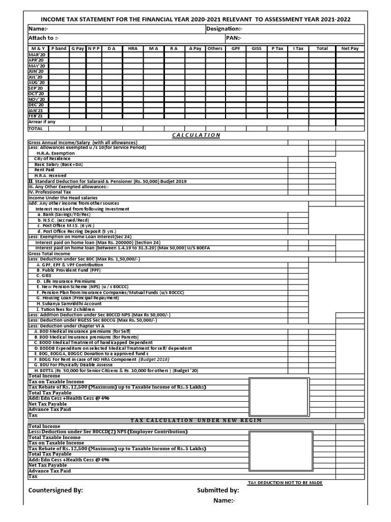 Income Tax Statement | PDF | Taxes | Government Finances
