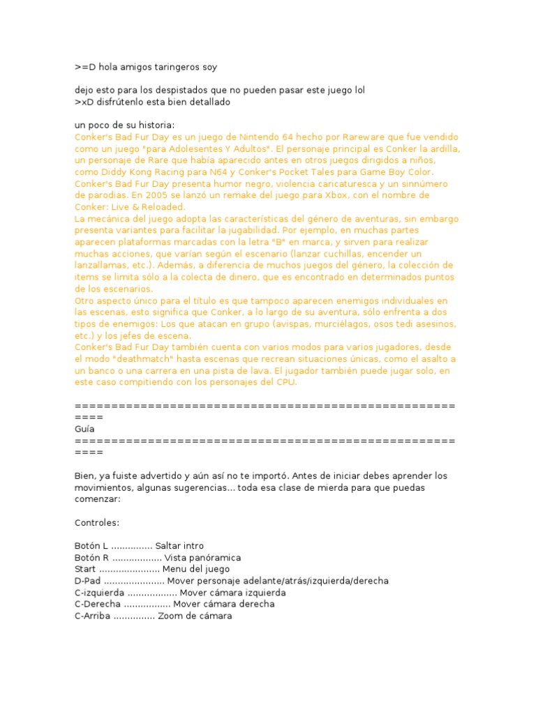 Conker's Bad Fur Day Guía | PDF | Naturaleza | Ocio