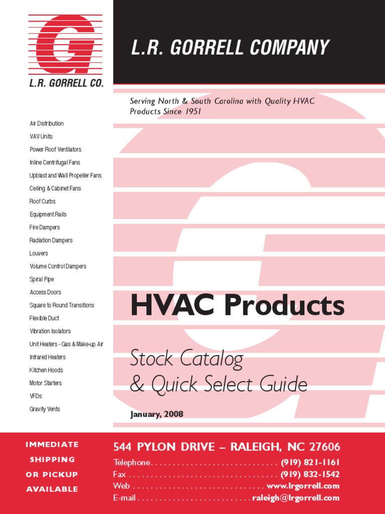 HVAC Products: Stock Catalog & Quick Select Guide | PDF | Duct (Flow ...