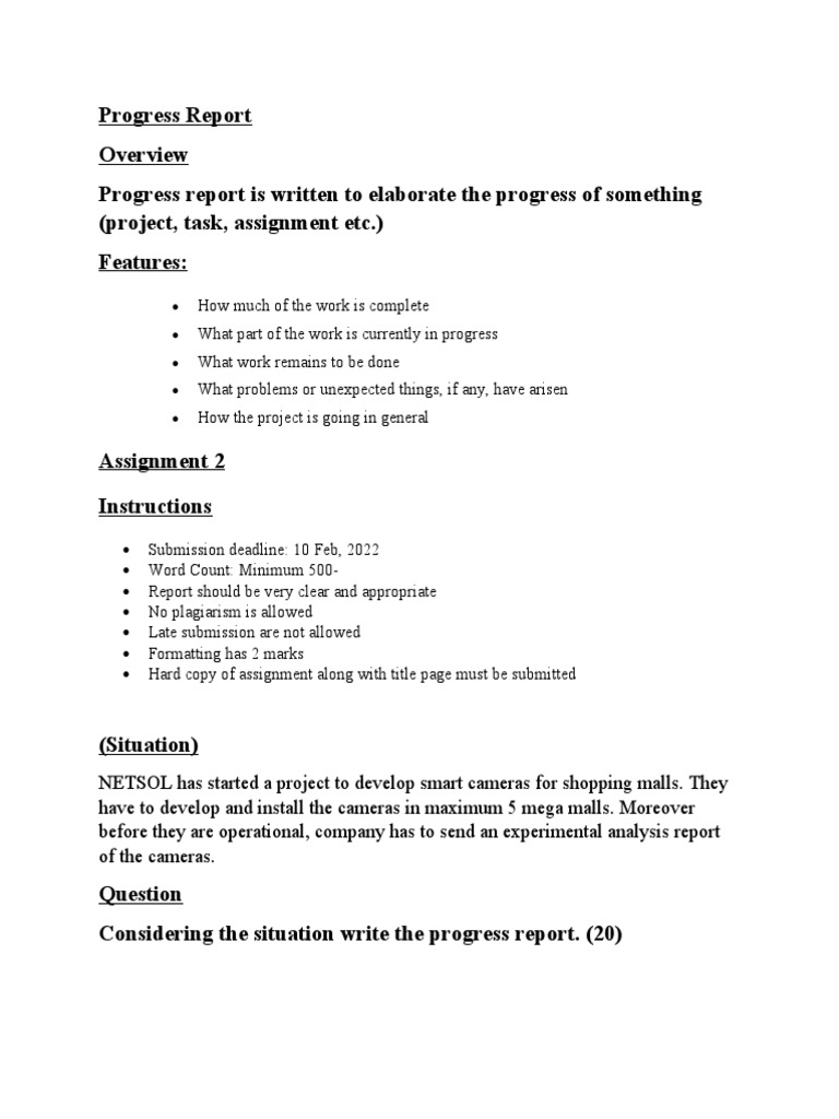 Progress Report Progress Report Is Written To Elaborate The Progress of ...