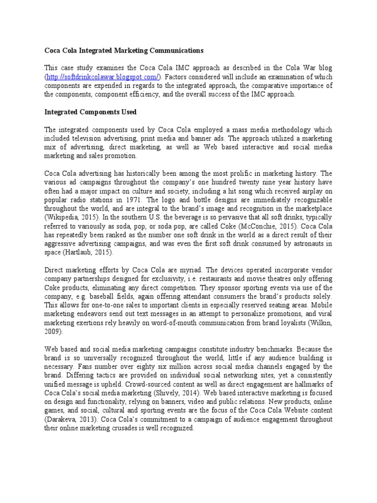 Assignment 1 Case Study | PDF | Coca Cola | Brand