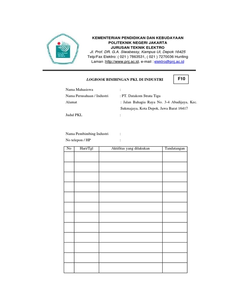 Logbook Bimbingan PKL DS3 | PDF