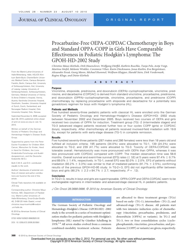 Hodgkin OEPA-COPDAC | PDF | Chemotherapy | Radiation Therapy