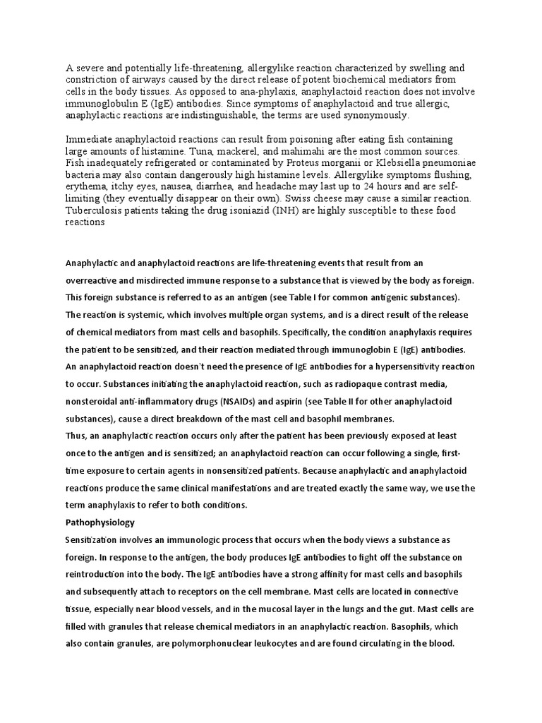 Anaphylactoid | PDF | Vasodilation | Antibody