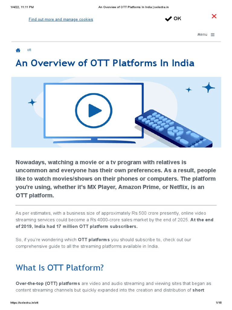 An Overview of OTT Platforms in India - Selectra - in | PDF | You Tube ...