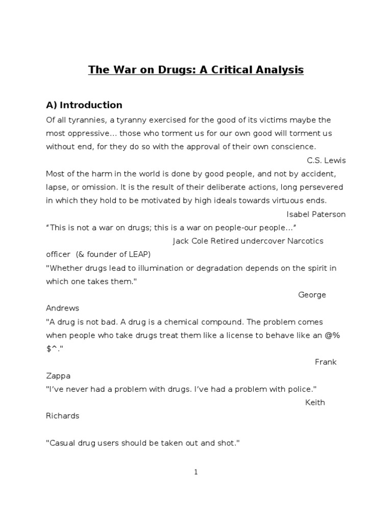 The War On Drugs SP2011 | PDF | Alcoholism | Substance Abuse