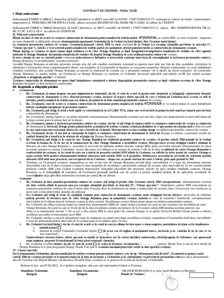 Contract Cesiune | PDF