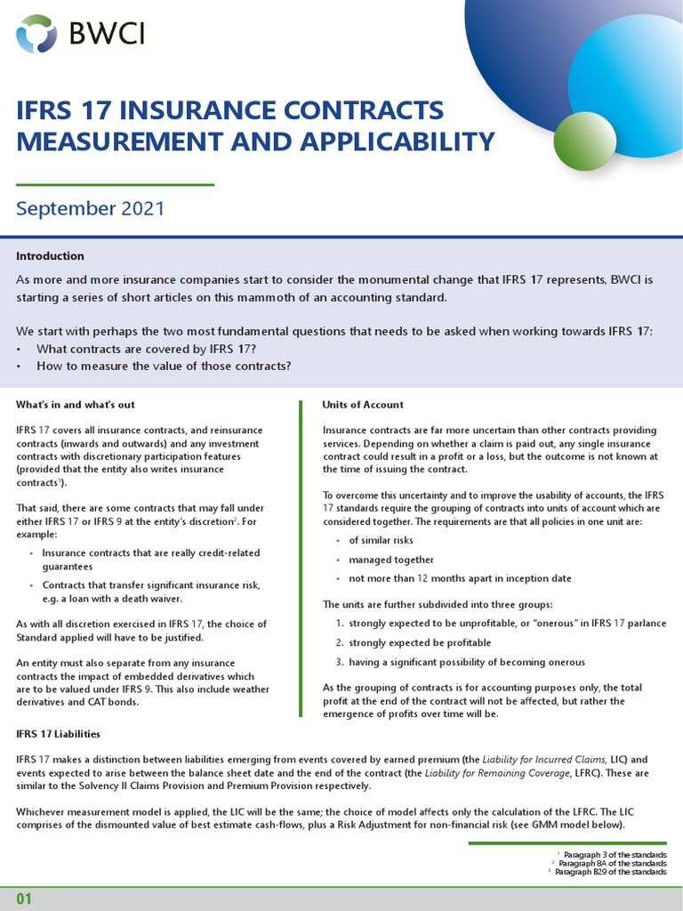 IFRS17 Measurement and Applicability | PDF | Insurance | International ...