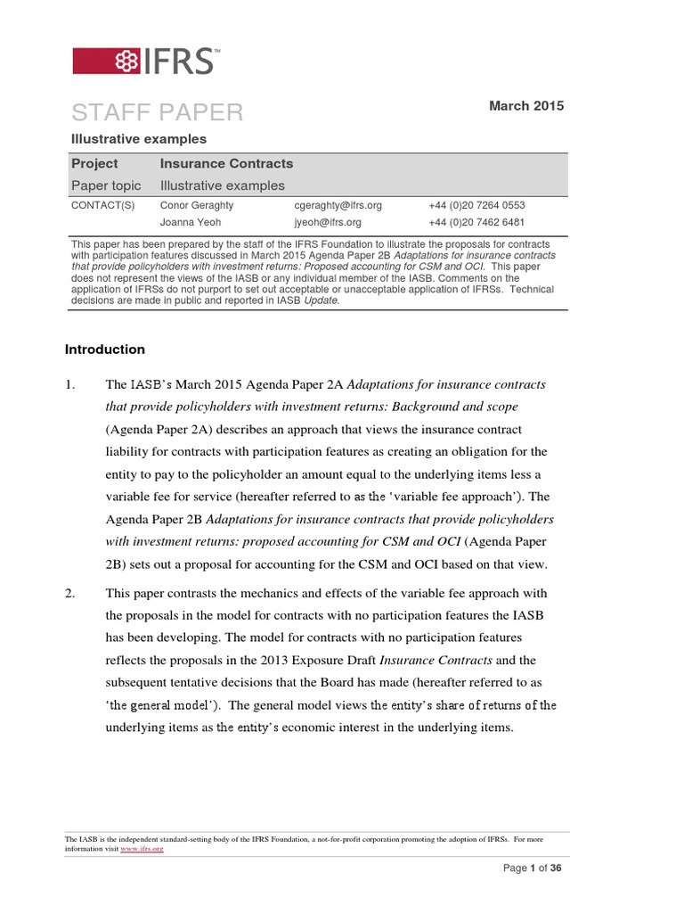 Staff Paper: March 2015 Illustrative Examples Project Insurance ...