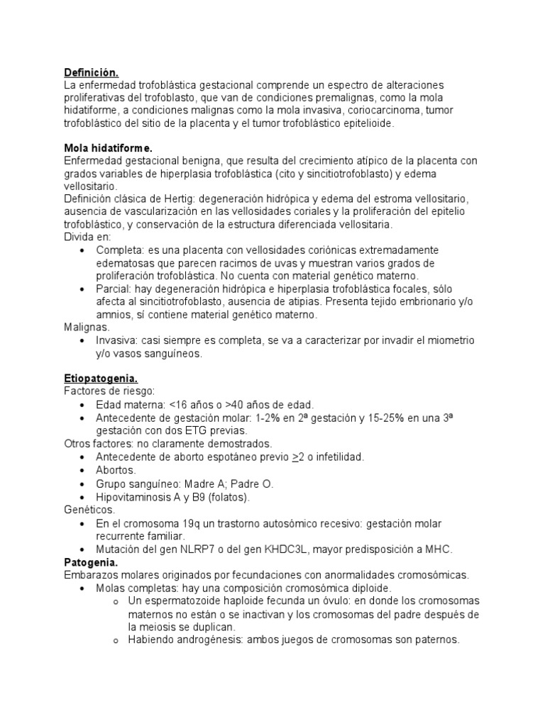 Mola Completa e Incompleta | PDF | El embarazo | Gonadotropina ...