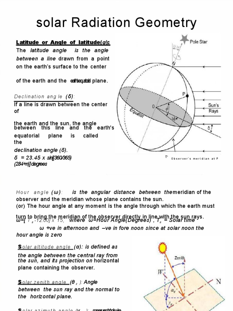 Solar Radiation Geometry: Between A Line Drawn From A Point | PDF ...