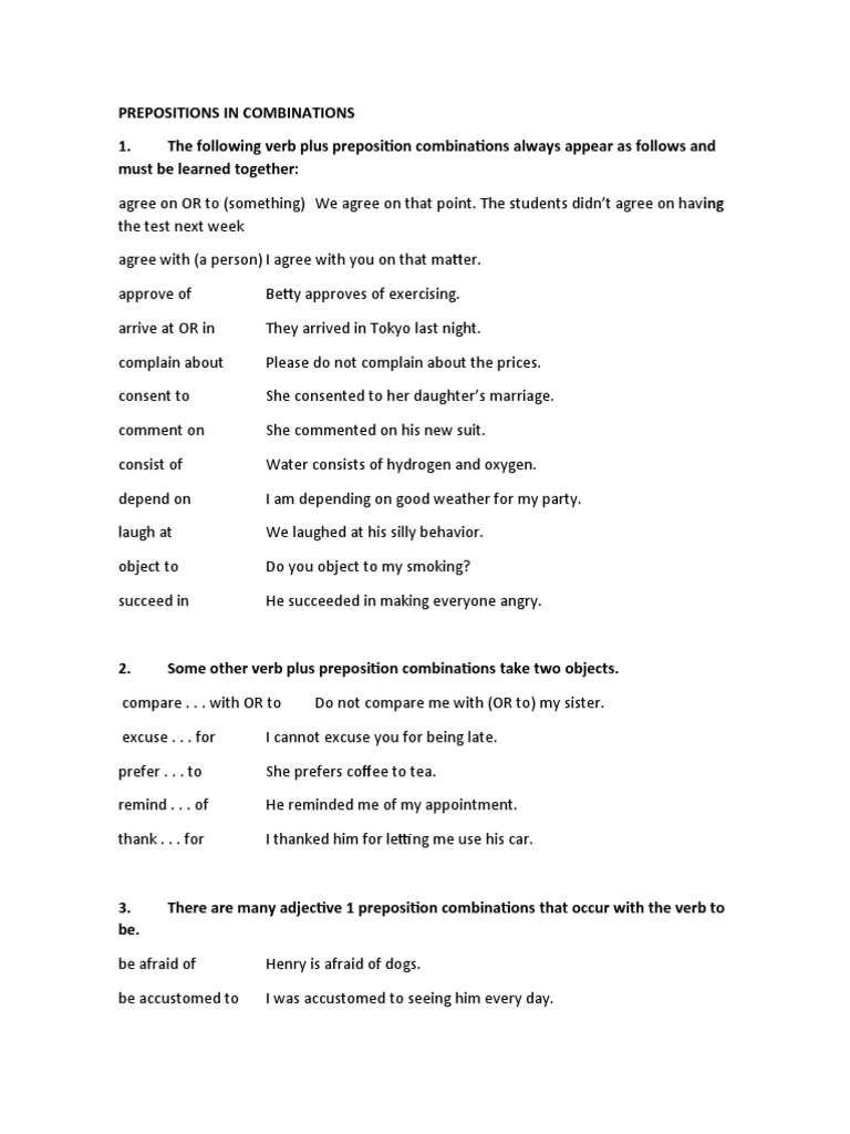 Prepositions in Combinations | PDF