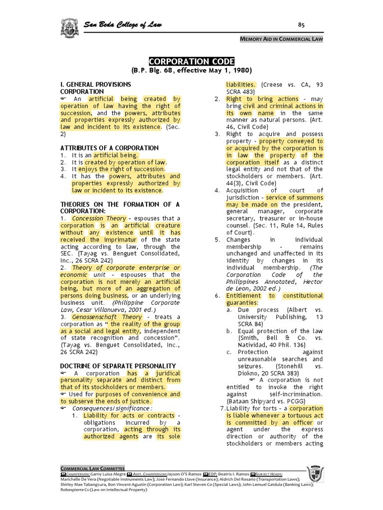 Corporation Code Reviewer | PDF | Stocks | Corporations