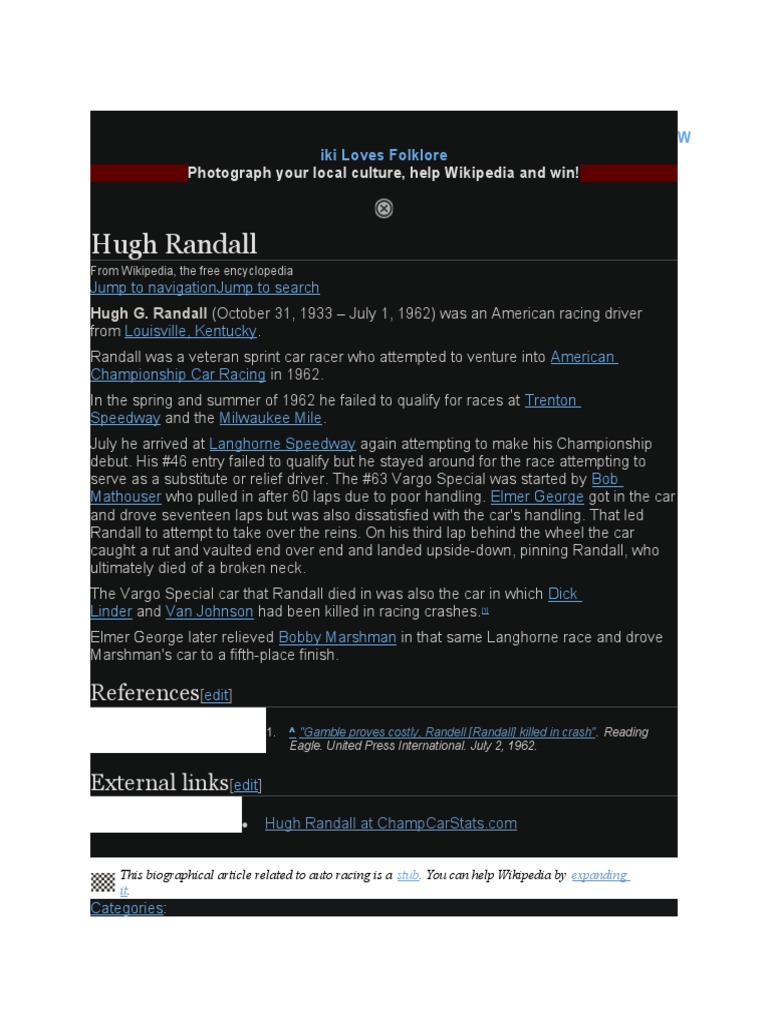 Hugh Randall: References External Links | PDF | Auto Racing