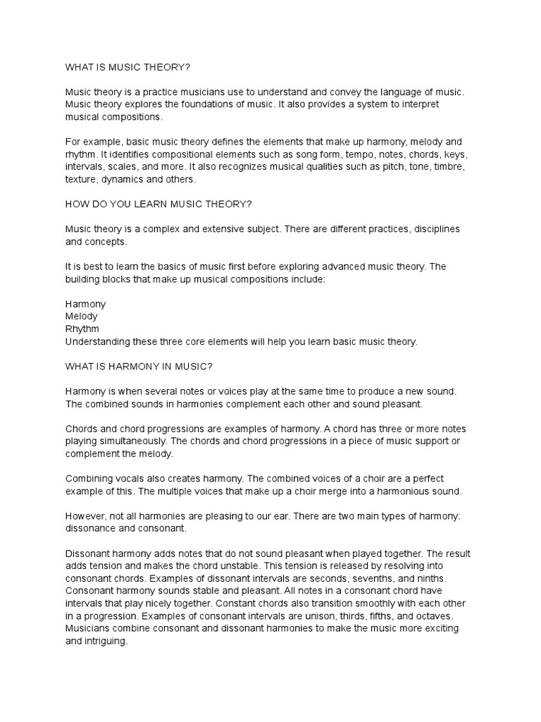 Basic Music Theory Notes | PDF | Harmony | Music Theory