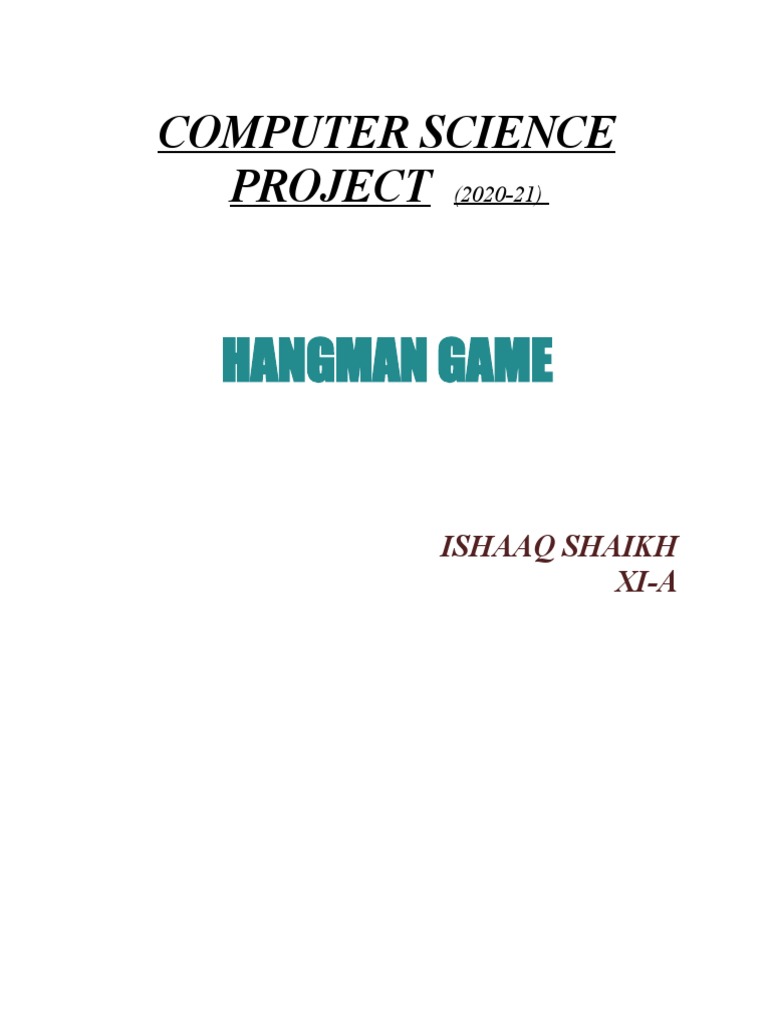 Computer Project - Hangman Game | PDF | Computing