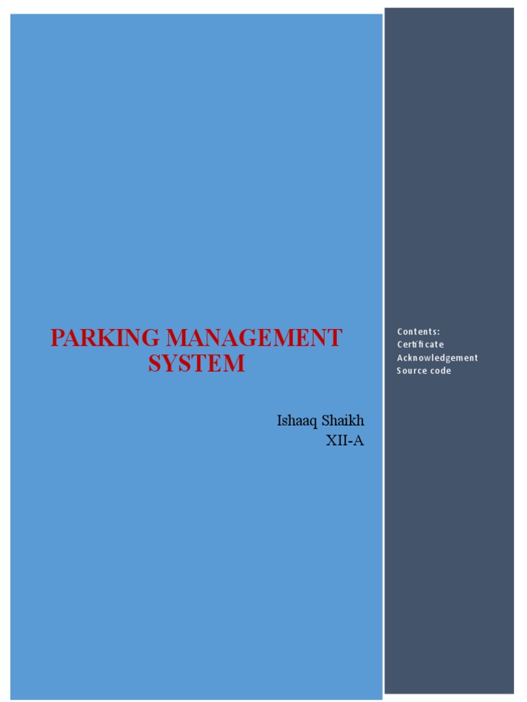 Parking Management System: Ishaaq Shaikh Xii-A | PDF