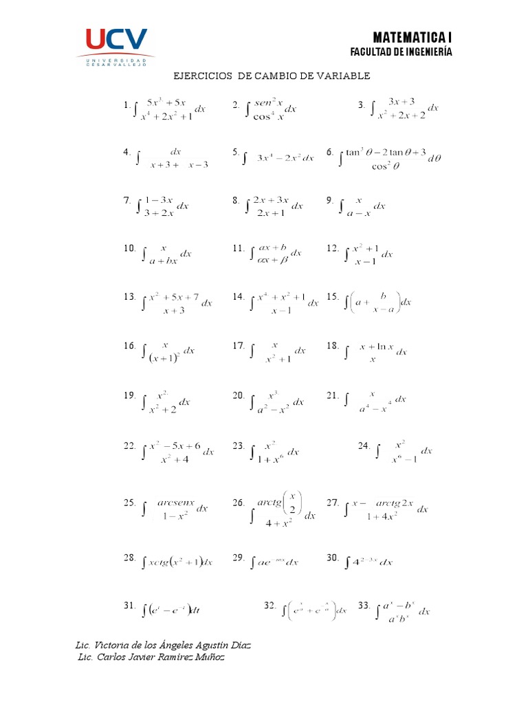 Integrales de Cambio de Variable | PDF