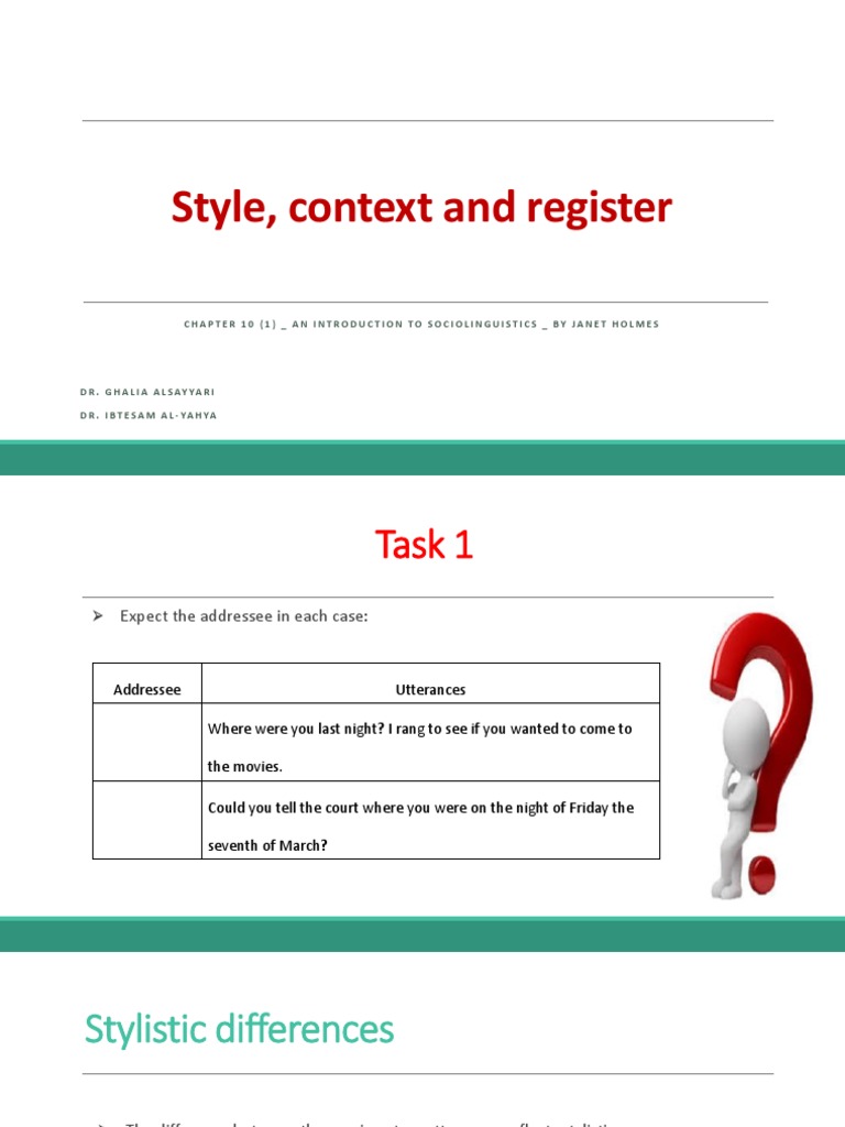 Understanding Style and Register in Sociolinguistics | PDF | Accent ...