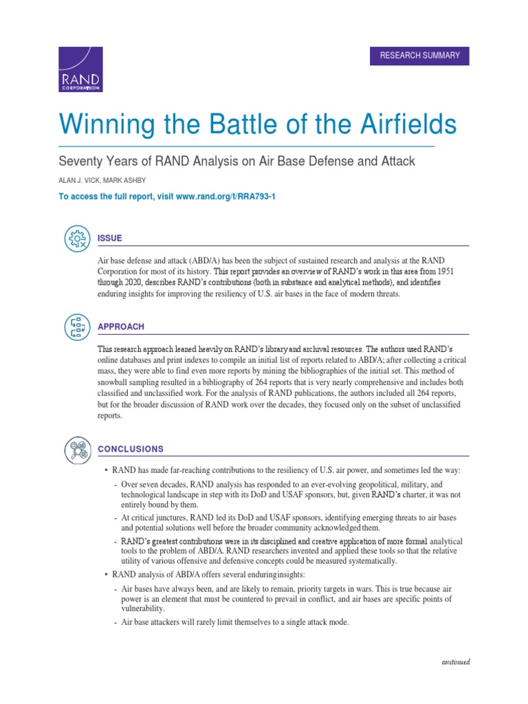 Winning The Battle of The Airfields: Seventy Years of RAND Analysis On ...