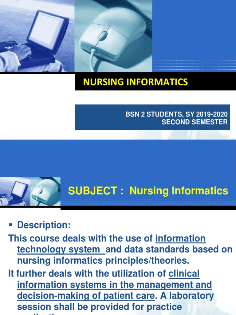 Nursing Informatics: BSN 2 STUDENTS, SY 2019-2020 Second Semester | PDF ...