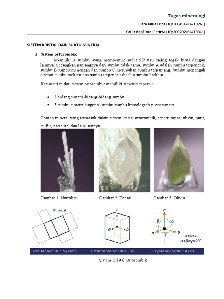 Sistem Kristal dan Contoh Mineralnya | PDF