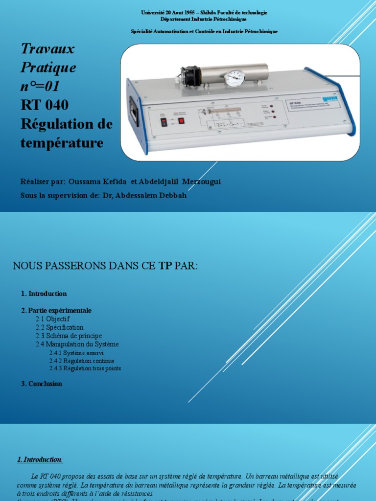 TP n02 RT 040 Régulation de Température | PDF | Automatisation | Température