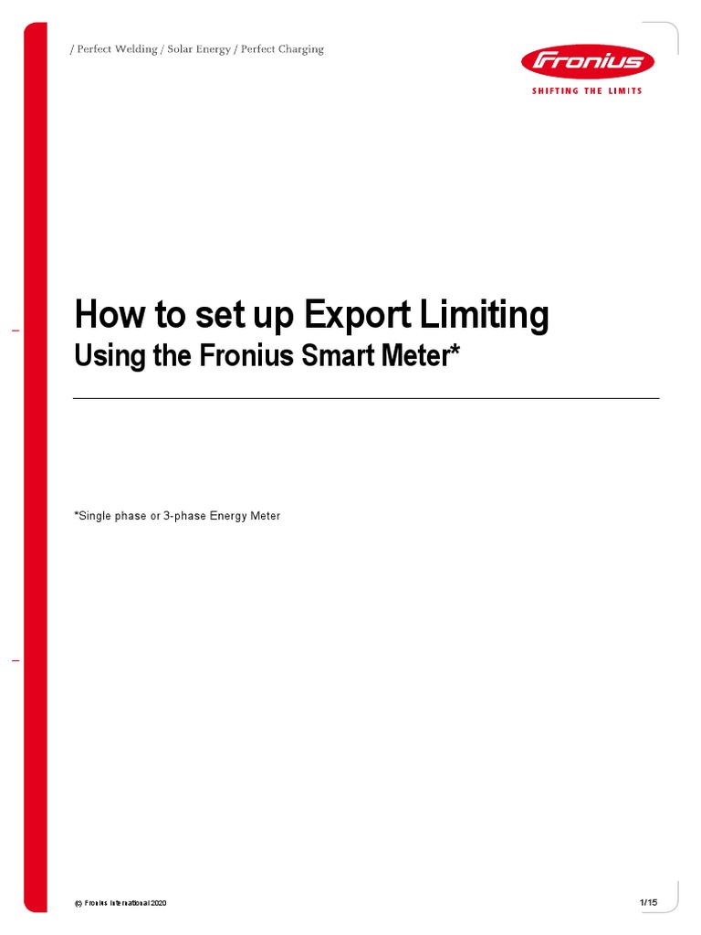 How To Set Up Export Limiting: Using The Fronius Smart Meter | PDF ...