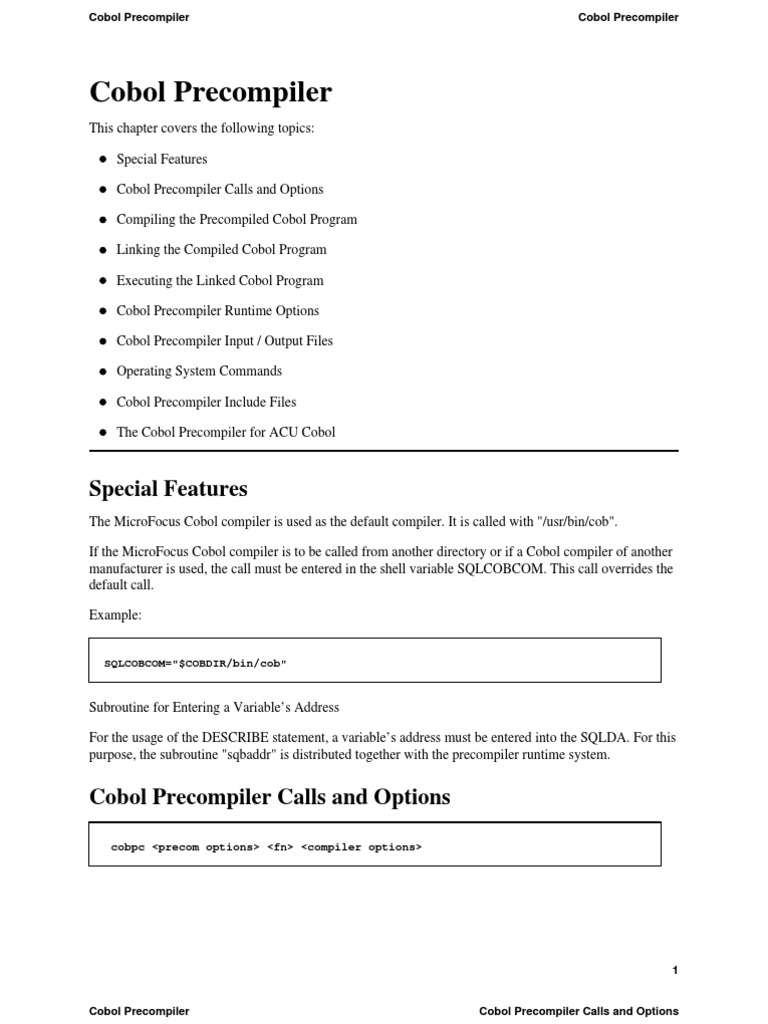 Cobol Precompiler Pdf Command Line Interface Subroutine
