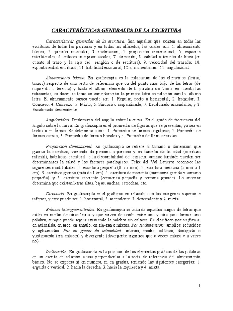 Características de la Grafoscopía | PDF | Escritura | Science