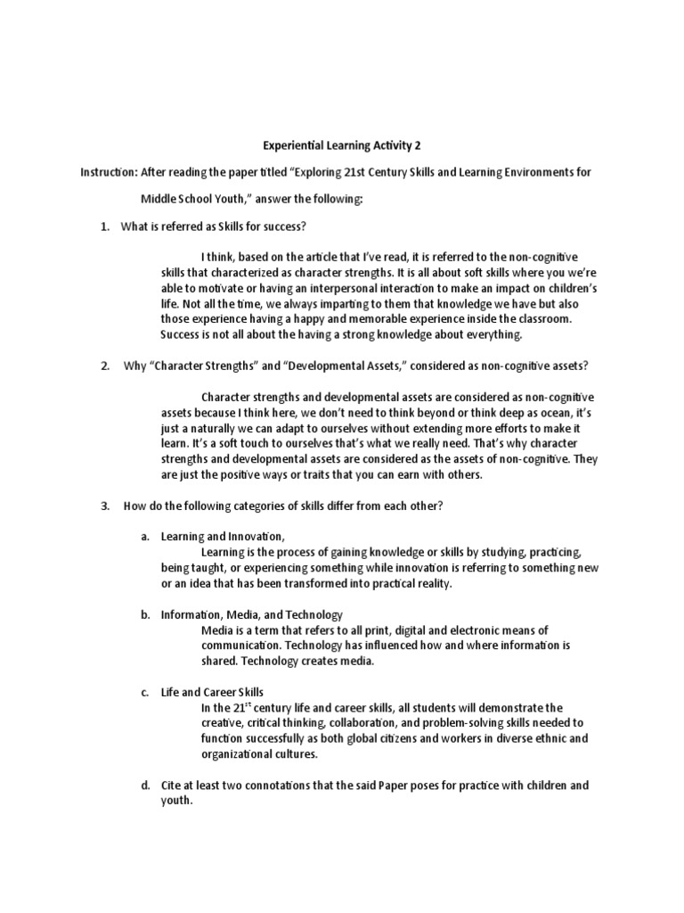 Experiential Learning Activity 2 | PDF | Learning | Communication