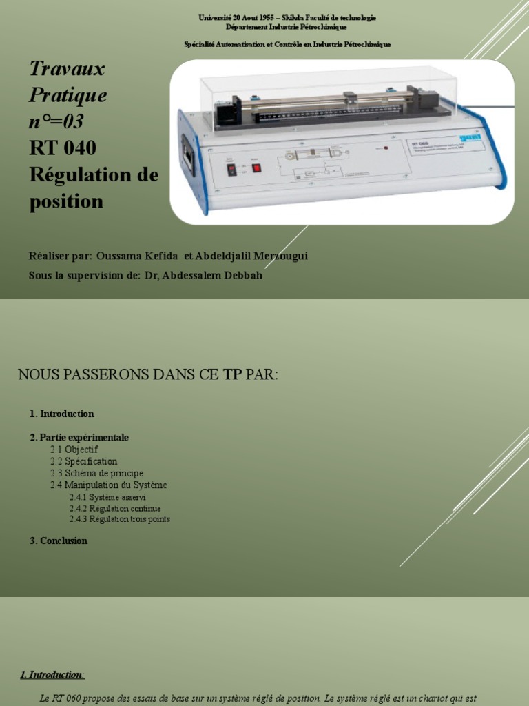 TP n03 060 Régulation de Position | PDF | Automatisation