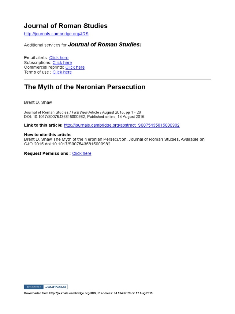 The Myth of The Neronian Persecution-47112181 | PDF | Saint Peter ...