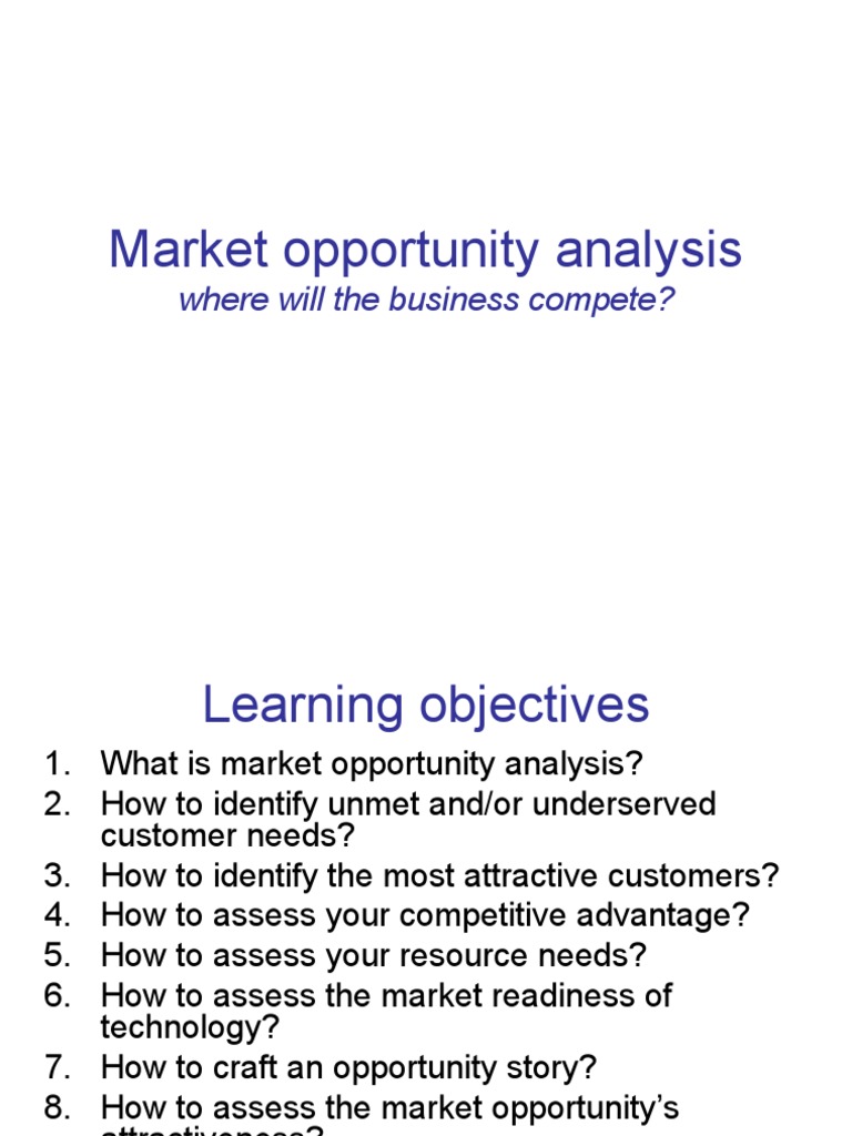 Market Opportunity Analysis: A Tool to Identify and Assess Business ...