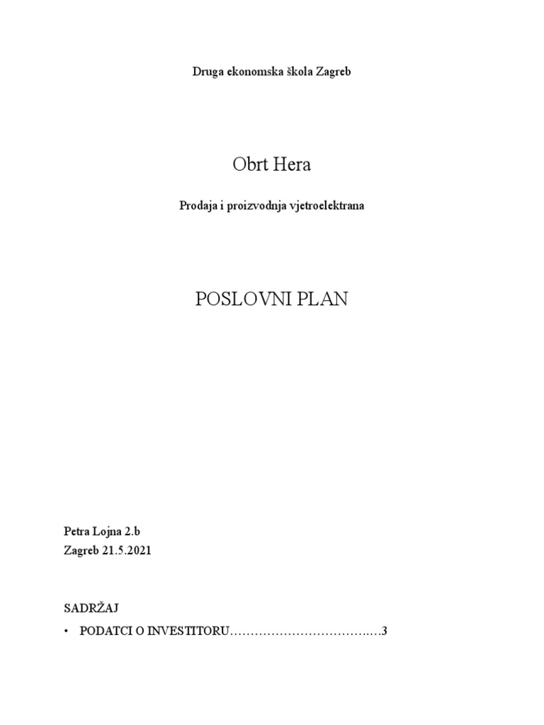 Poslovni Plan | PDF