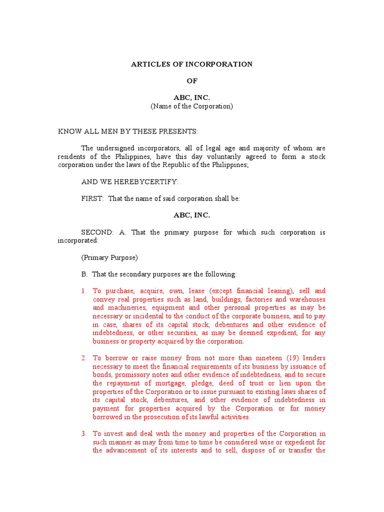 Draft AOI & By-Laws | Download Free PDF | Proxy Voting | Board Of Directors