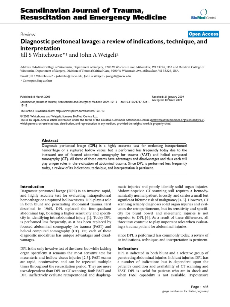 DPL | PDF | Major Trauma | Ct Scan