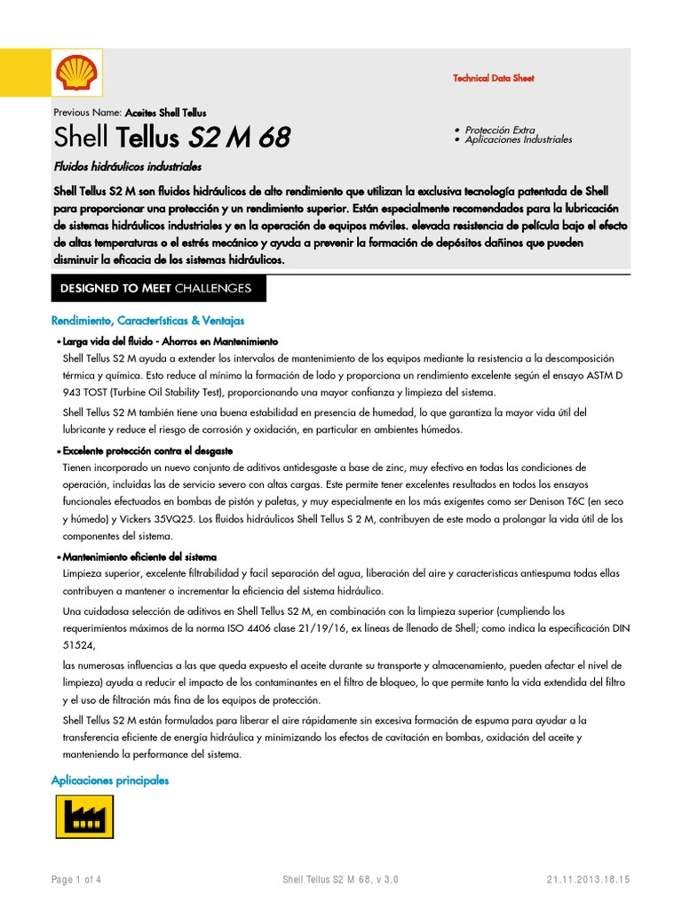 Technical Specifications and Performance of Shell Tellus S2 M 68 ...