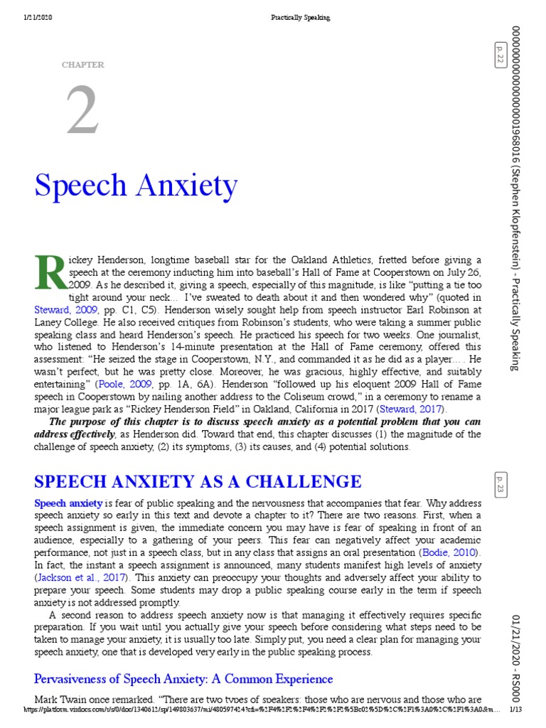 Practically Speaking Ch. 2 | PDF | Relaxation (Psychology) | Anxiety
