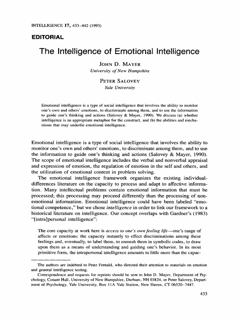 01 The Intelligence Of Emotional Intelligence Mayer Salovey 1993