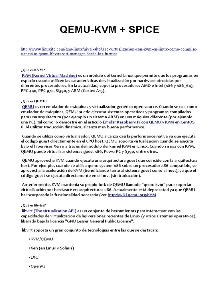 CAPITULO Virtualizacion Open Source Con KVM+SPICE | PDF | V Mware ...