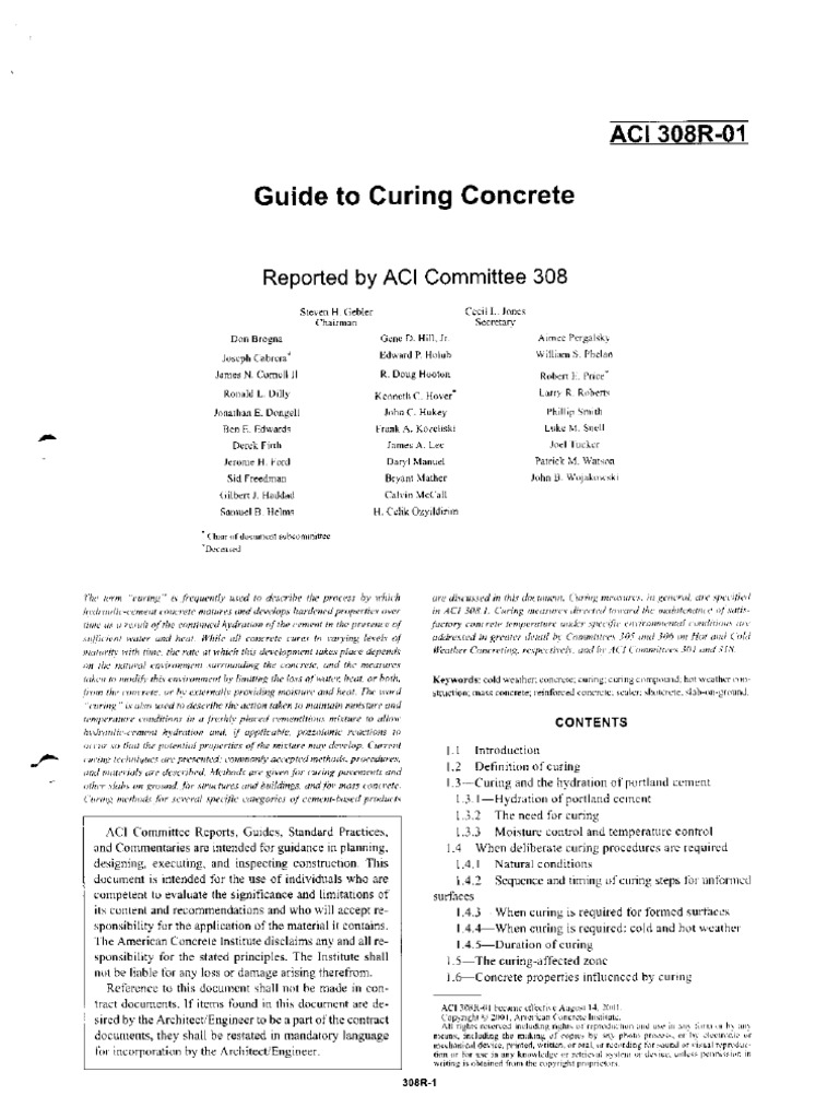 Aci 308R-01 | PDF | Evaporation | Concrete