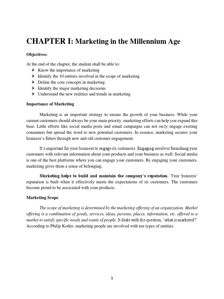 Marketing Management - CHAPTER 1 | PDF | Marketing | Market (Economics)