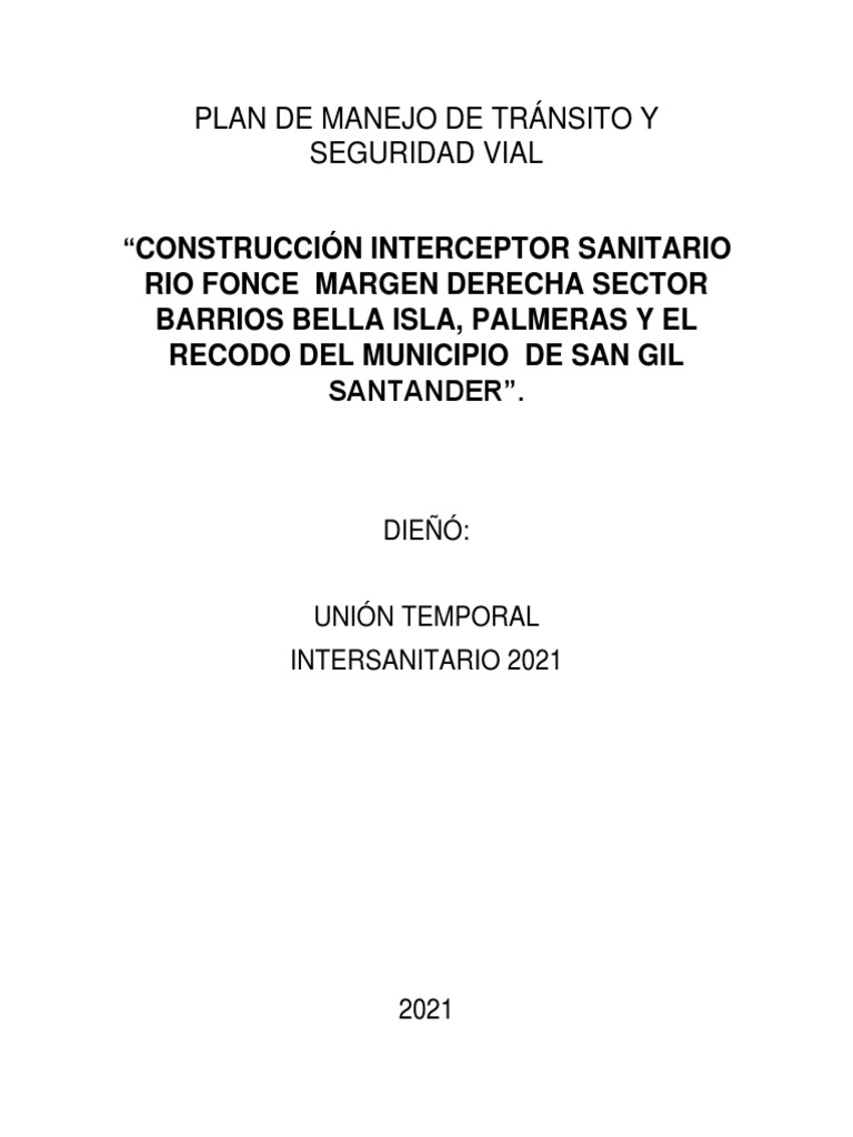 Plan de Manejo de Tránsito - Interceptor San Gil | PDF | Intersección ...