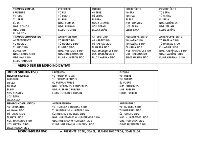 Conjugación Del Verbo Ser | PDF | Tipología Lingüística | Ciencia cognitiva