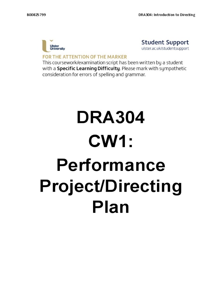 DRA304 CW1 Directing Project | PDF | Improvisation | Actor