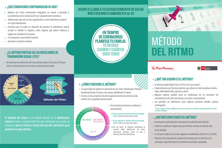 Cartilla Método Del Ritmo PDF | PDF | Ciclo menstrual | Menstruación
